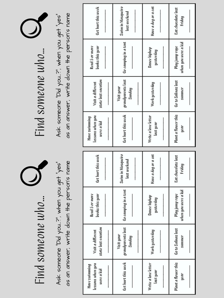 Find Someone Who Past Simple | PDF