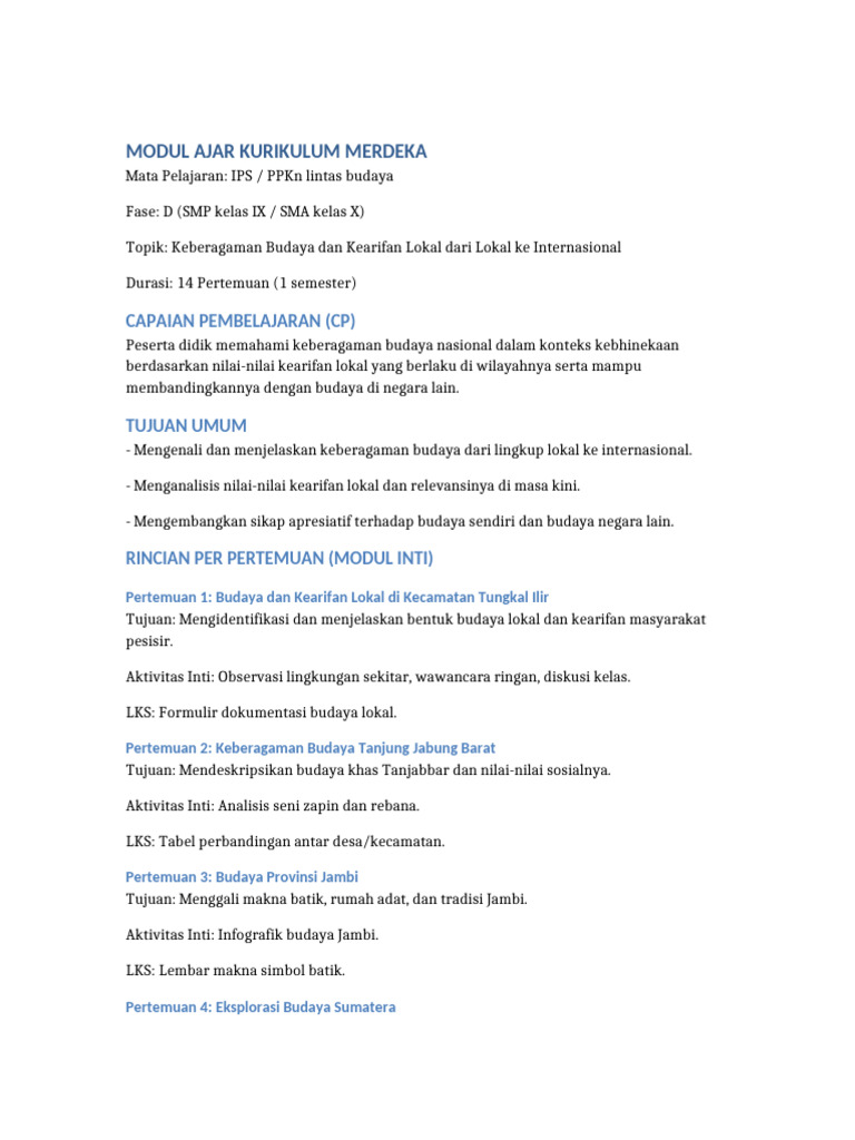 Modul Ajar Keberagaman Budaya | PDF