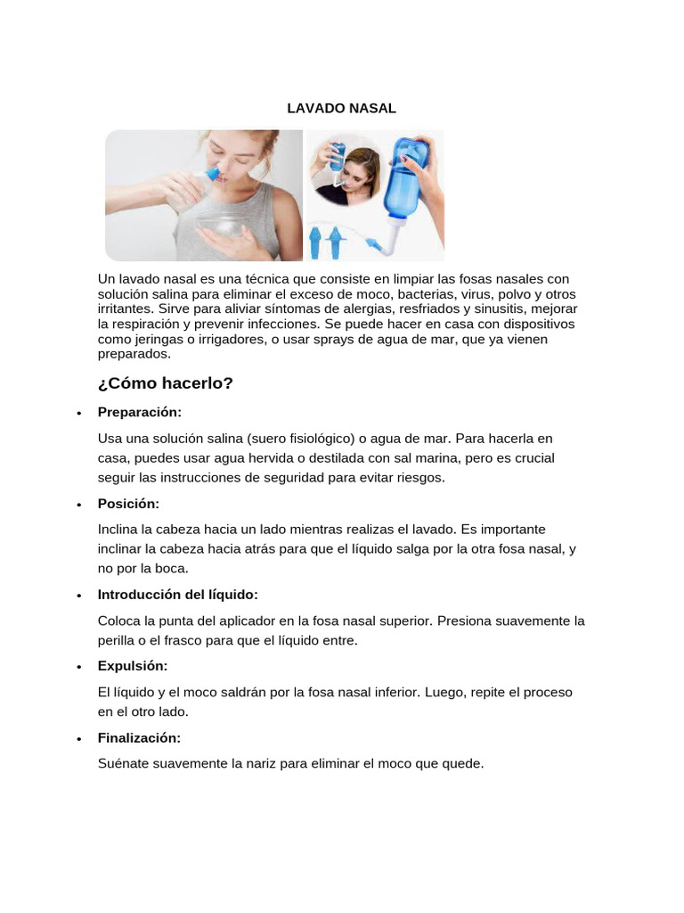 Pasos para un Lavado Nasal Efectivo | PDF