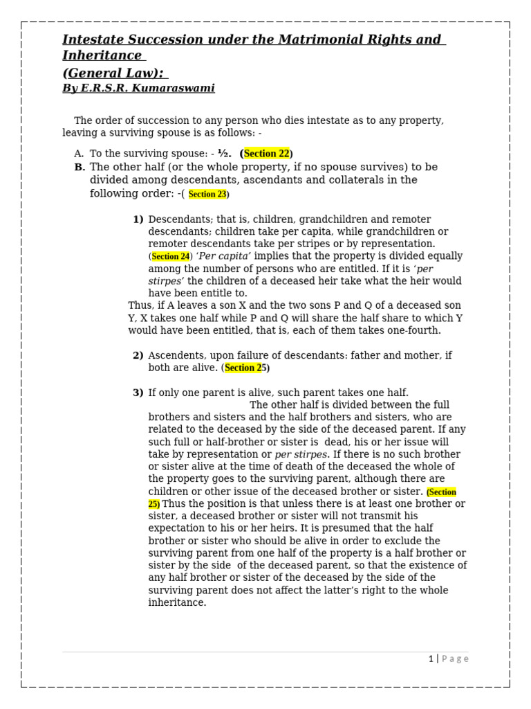 09.note On Pedigrees & Shares Under Matrimonial Rights & Inheritance ...