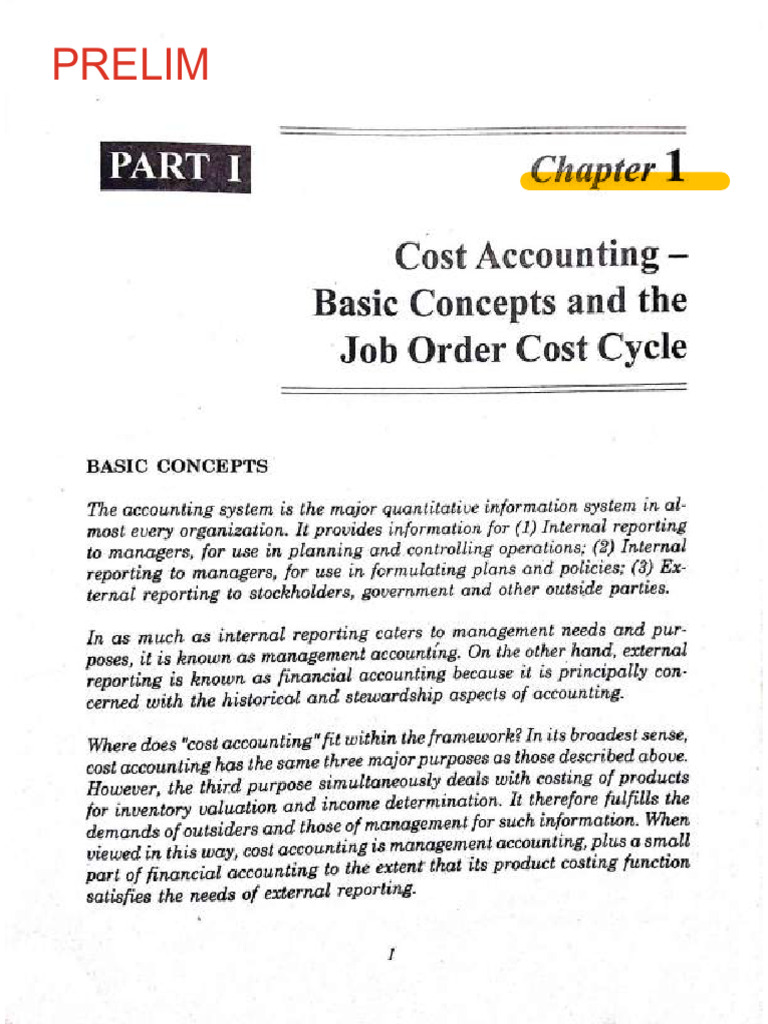 Chapter 1 - Basic Concepts and Job Order Cycle | PDF
