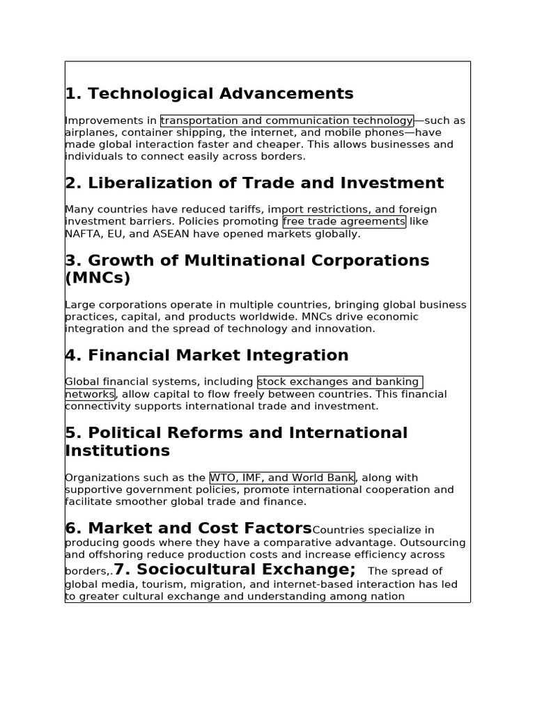 Factors Driving Globalization Today | PDF