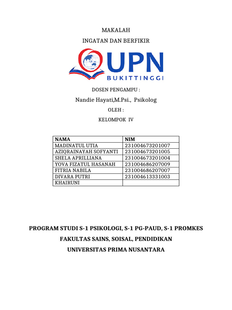 Ingatan dan Berpikir dalam Psikologi | PDF