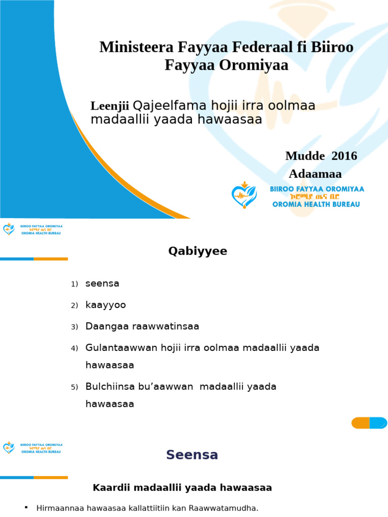 Ministeera Fayyaa Federaal Fi Biiroo Fayyaa Oromiyaa: Qajeelfama Hojii ...