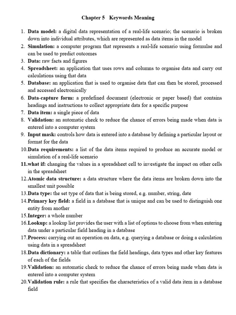 Ch-5 Important Keywords | PDF