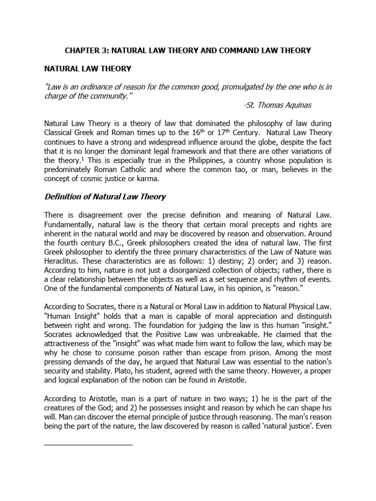 Chapter 3 - Natural Law Theory and Command Law Theory | PDF | Natural ...