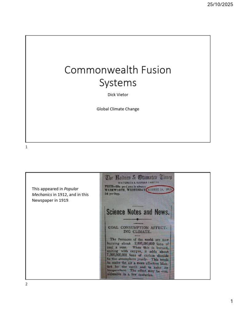 Commonwealth Fusion Systems Overview | PDF | Nuclear Fusion | Fusion Power