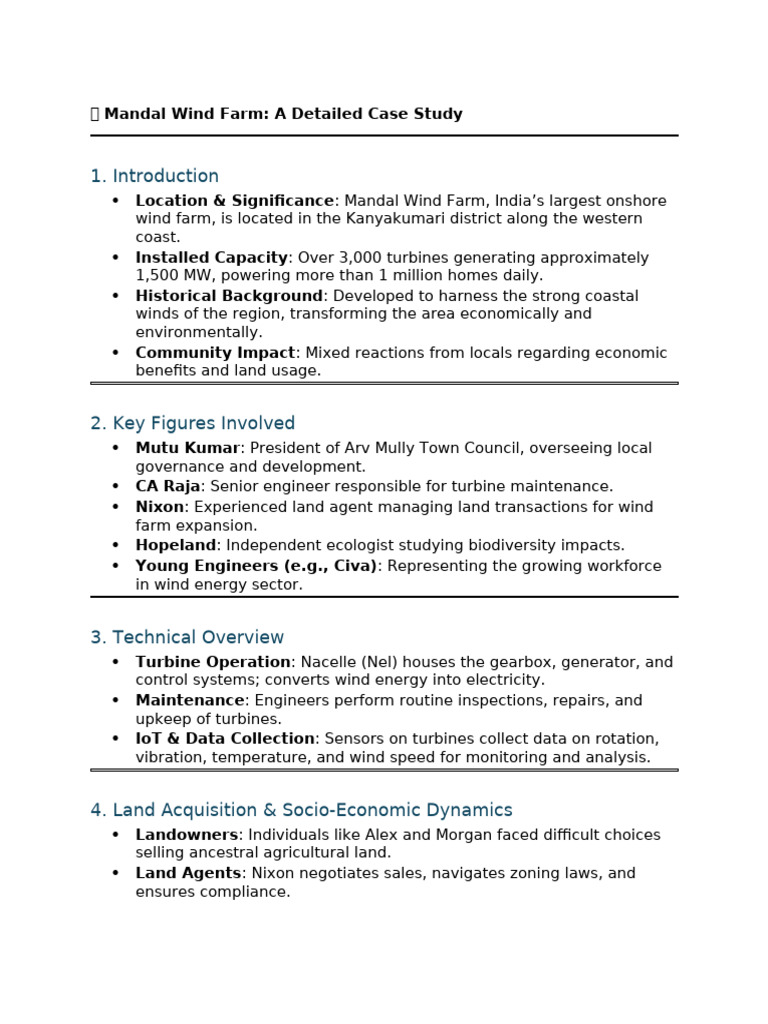 Mandal Wind Farm Case Study | PDF | Wind Farm | Wind Turbine