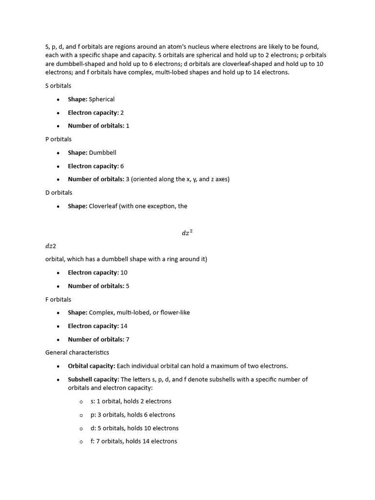P Orbital Electron Capacity Explained | PDF