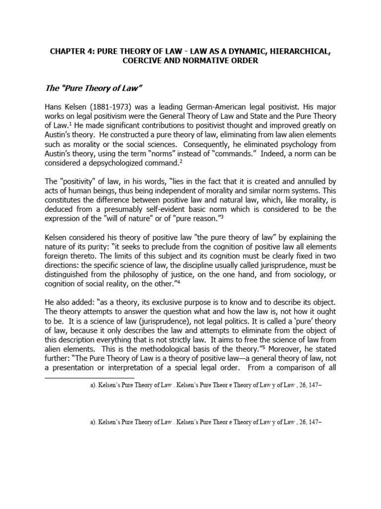 Chapter 4 - Pure Theory of Law - Law As A Dynamic, Hierarchical | PDF ...