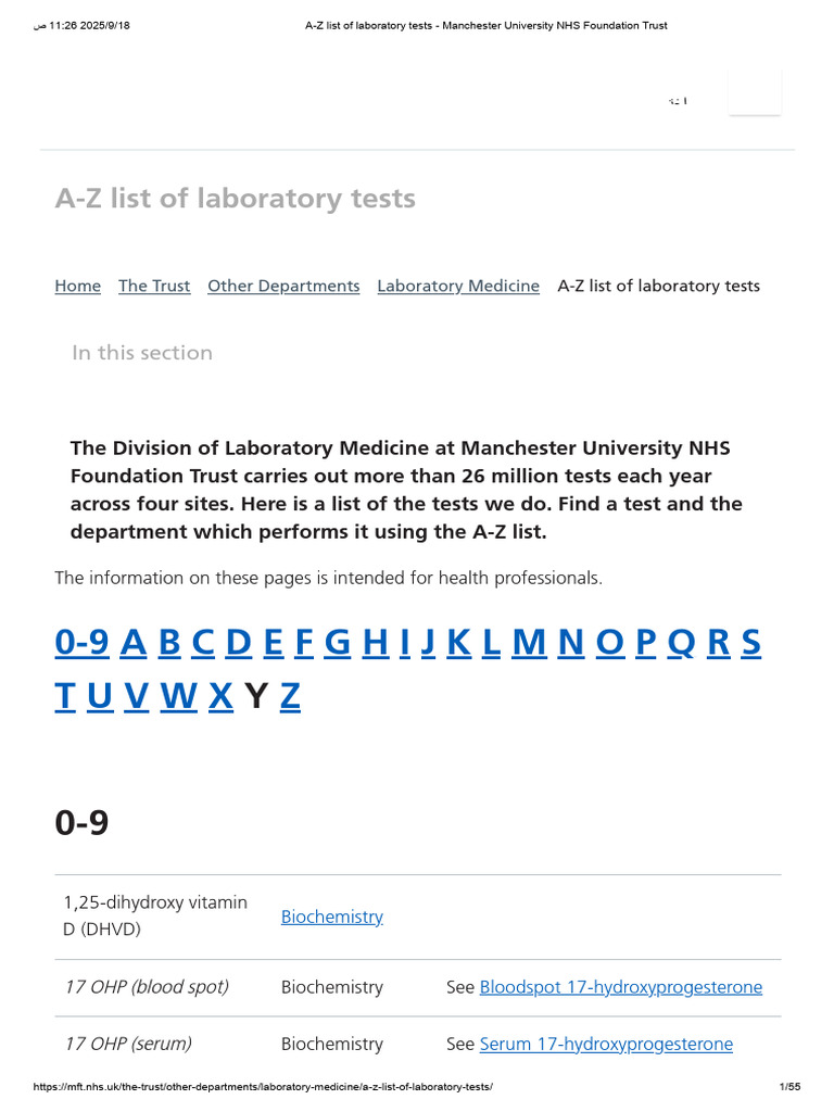 A-Z Laboratory Tests Directory | PDF | Hepatitis B | Hepatitis