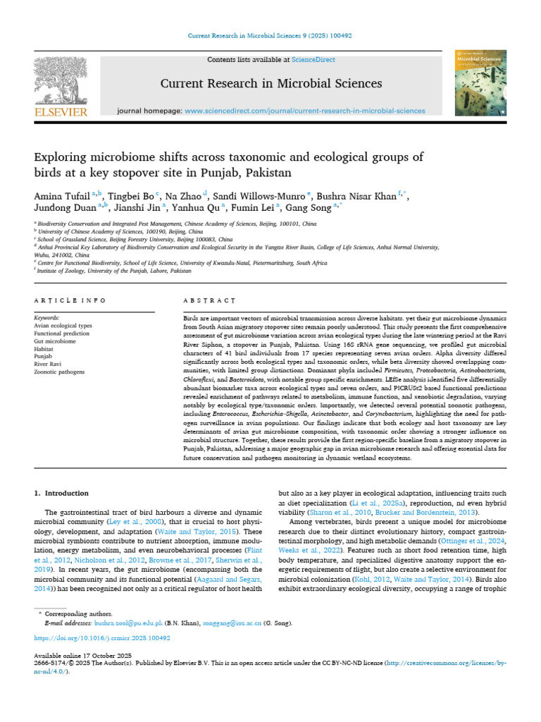 Avian Gut Microbiome in Punjab, Pakistan | PDF | Polymerase Chain ...