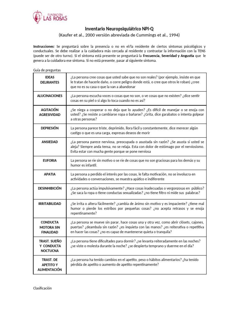 Npi-Q FLR | PDF | Ansiedad | Psicología anormal