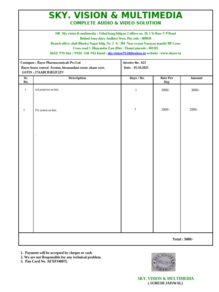 Screen Projector Bill | PDF