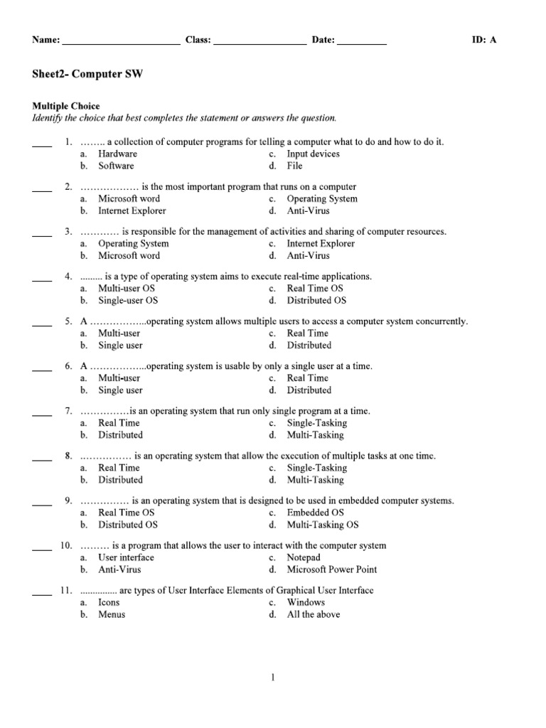 Sheet2 Computer SW | PDF