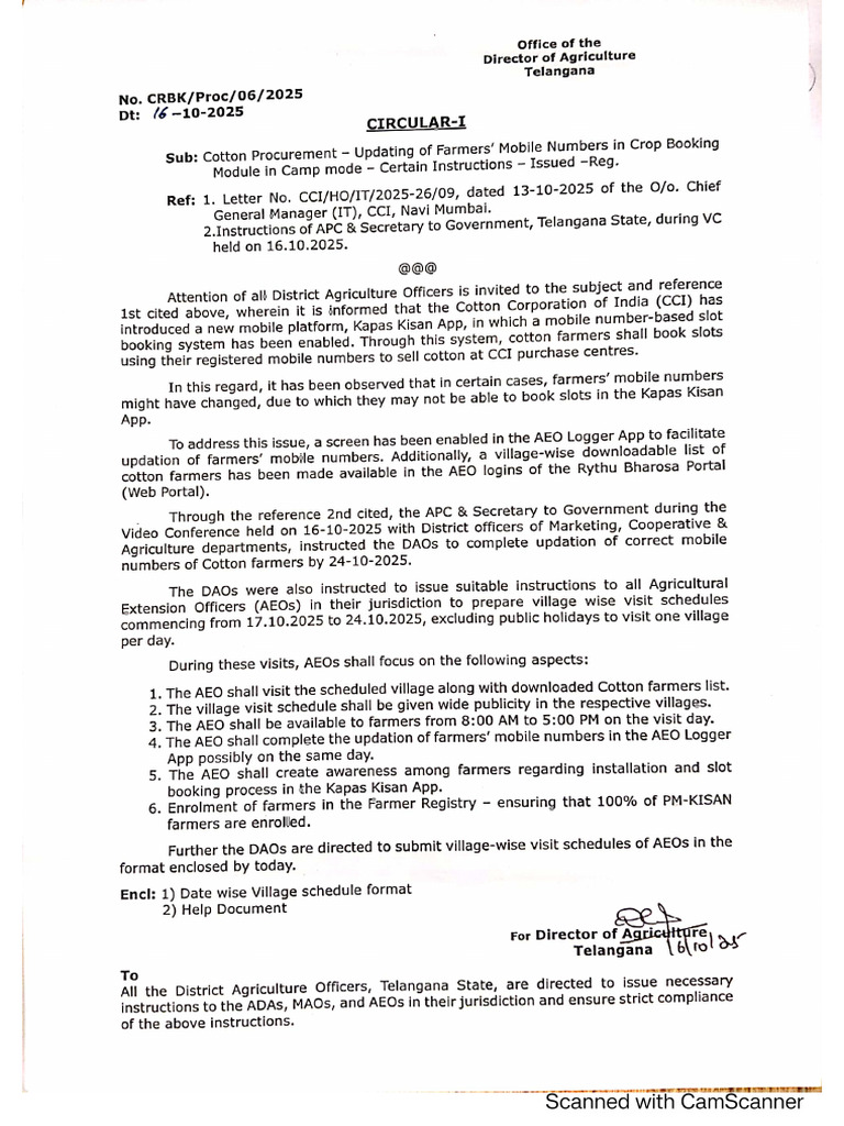 1 Cotton Procurement Circular | PDF