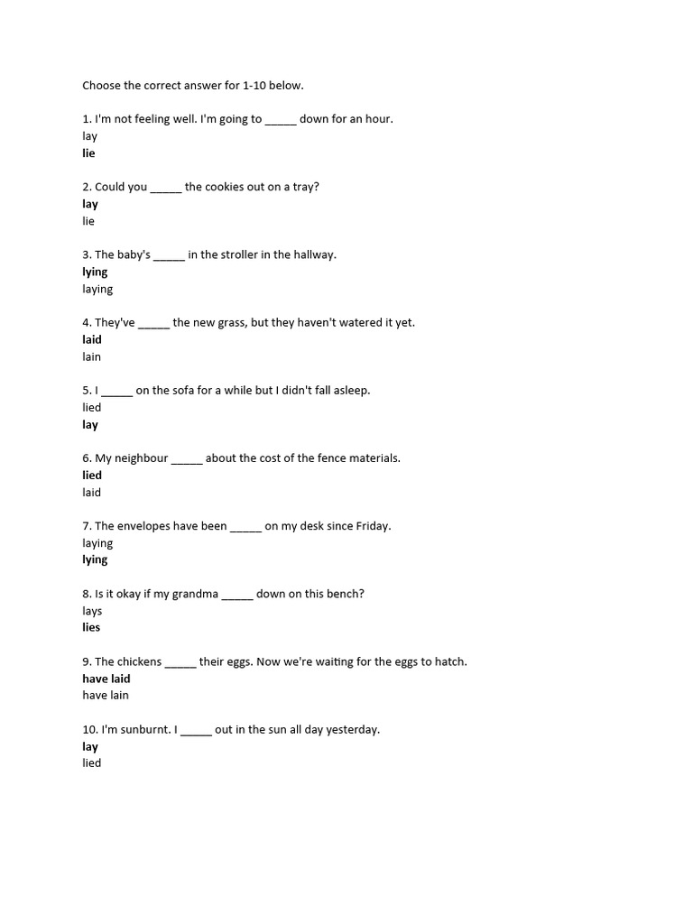 Lexical Contrast - Lie and Lay | PDF