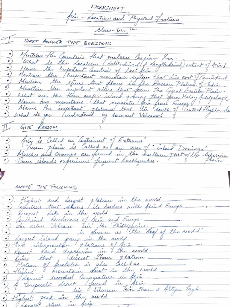 Asia Worksheet | PDF