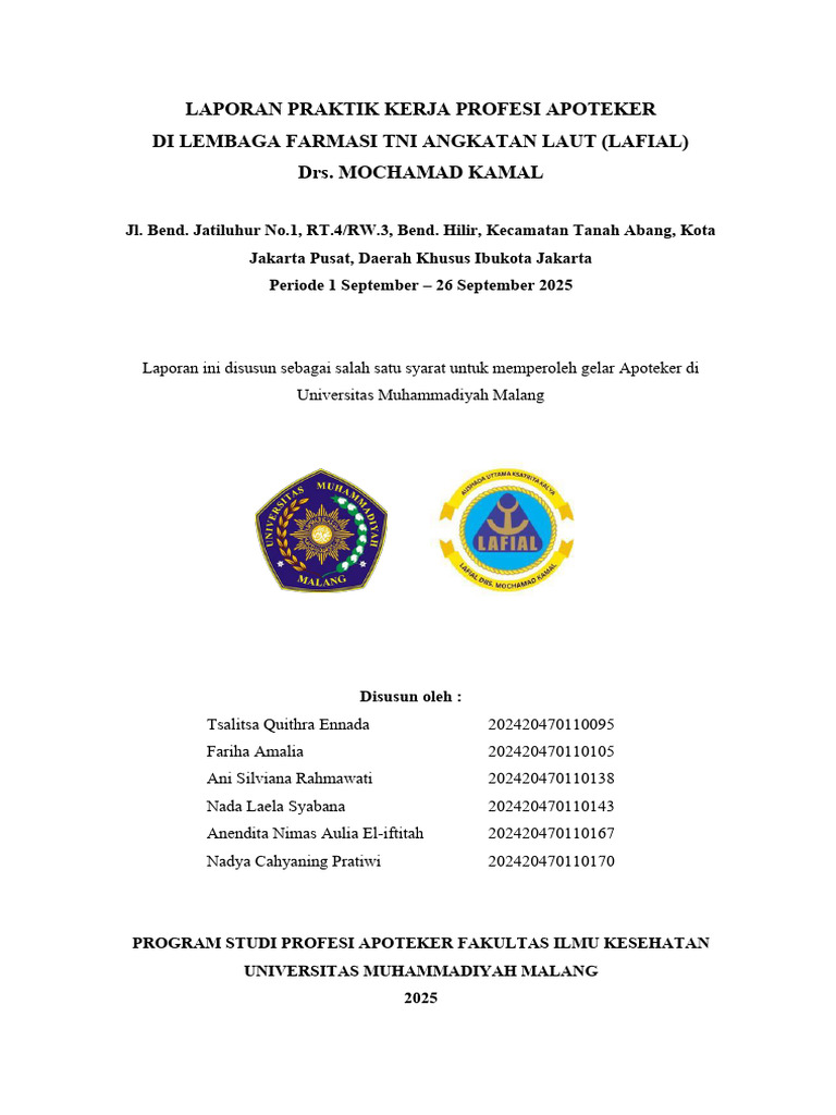PKPA Industri LAFIAL: LAPORAN Tugas Umum SEPTEMBER 2025 | PDF