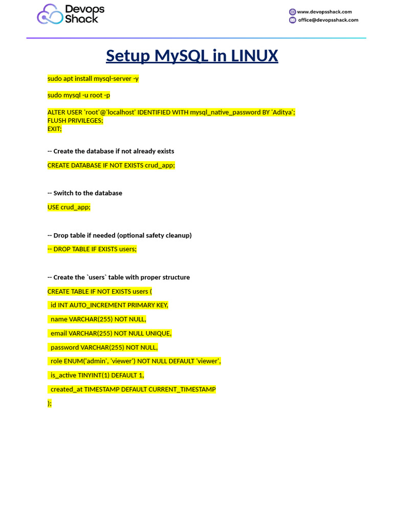 Setup Mysql in Linux | PDF