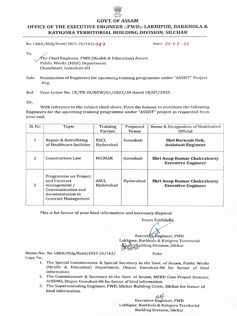 Nomination For ASSIST Training Program | PDF