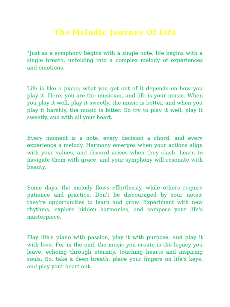 The Melodic Journey of Life (1) | PDF