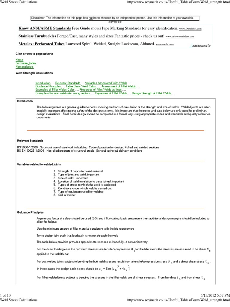 A Guide to Weld Stress Calculations: Evaluating Strength and Size of ...