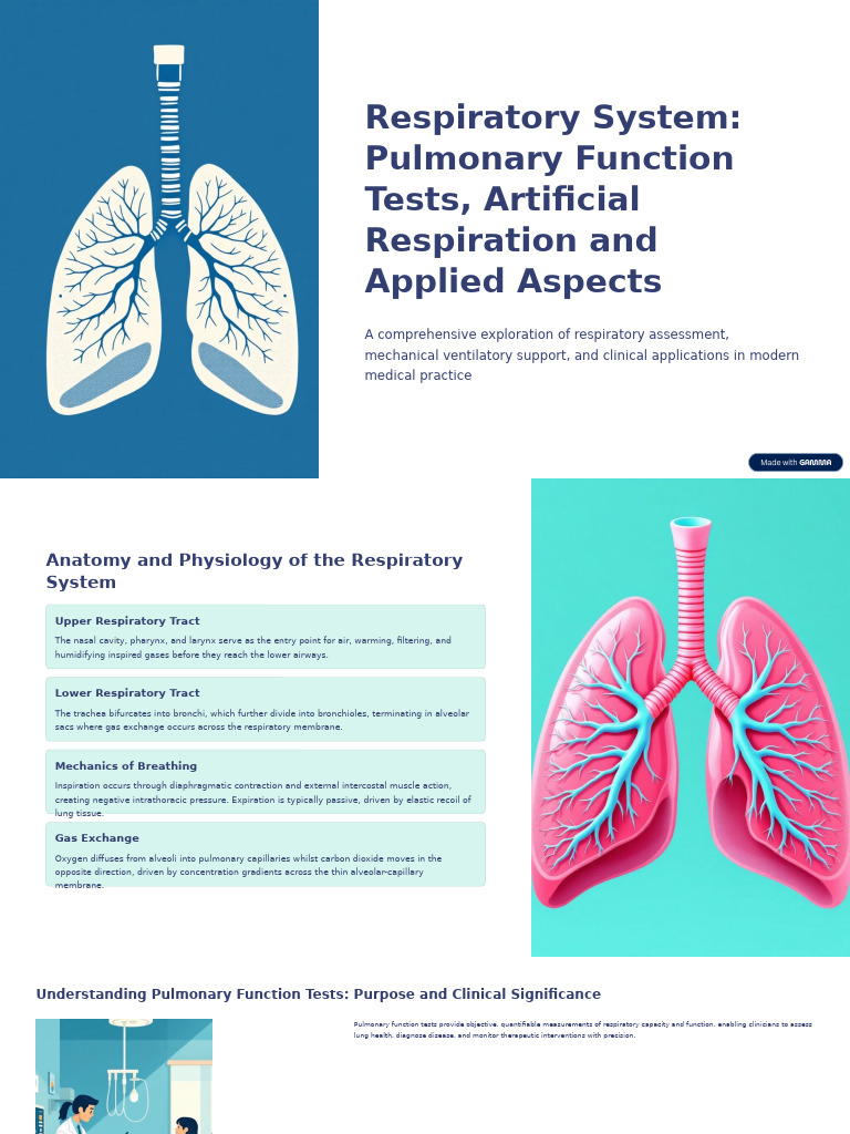 Respiratory System Pulmonary Function Tests Artificial Respiration and ...
