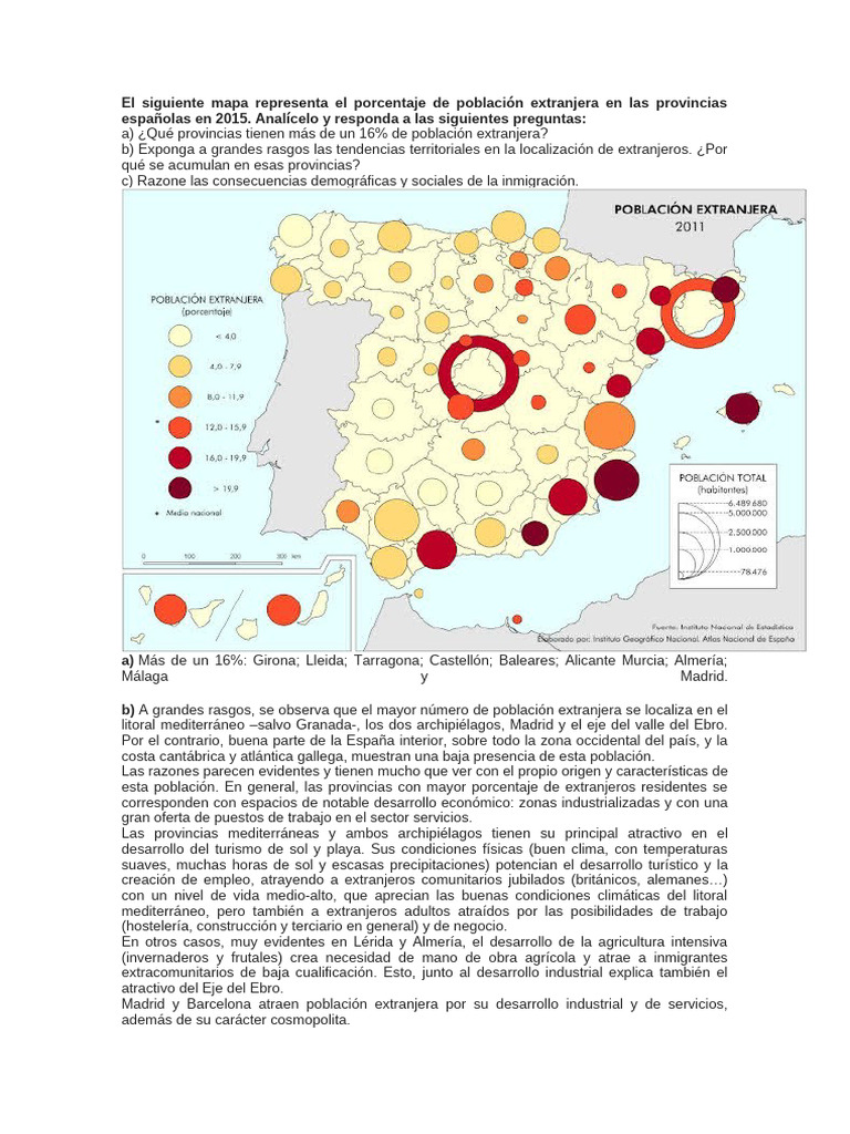 Población extranjera en provincias españolas 2015 | PDF | España ...