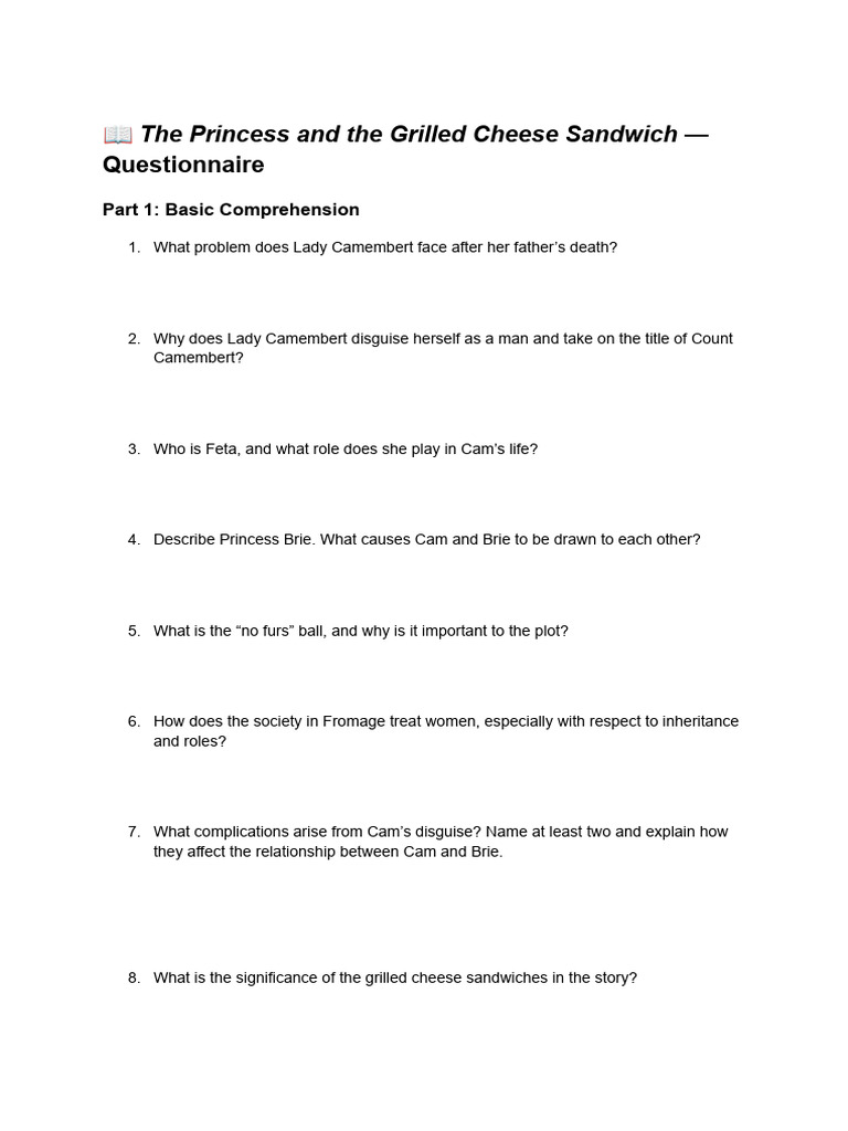 Princess and Grilled Cheese Analysis | PDF