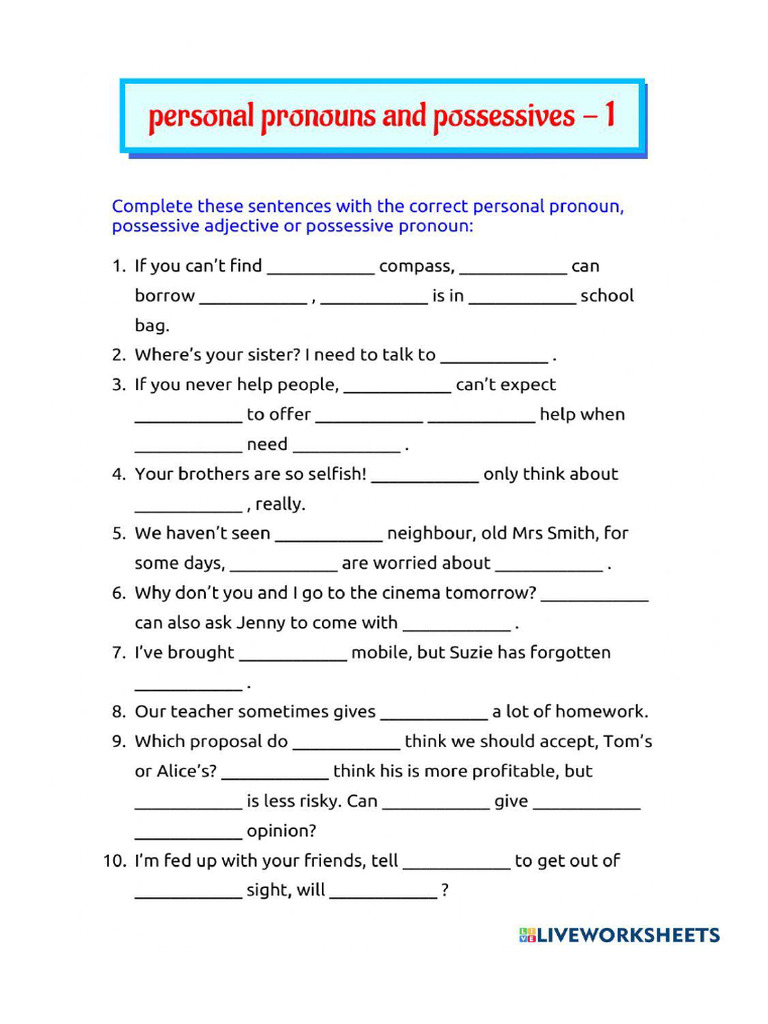 Personal Pronoun and Possessives | PDF