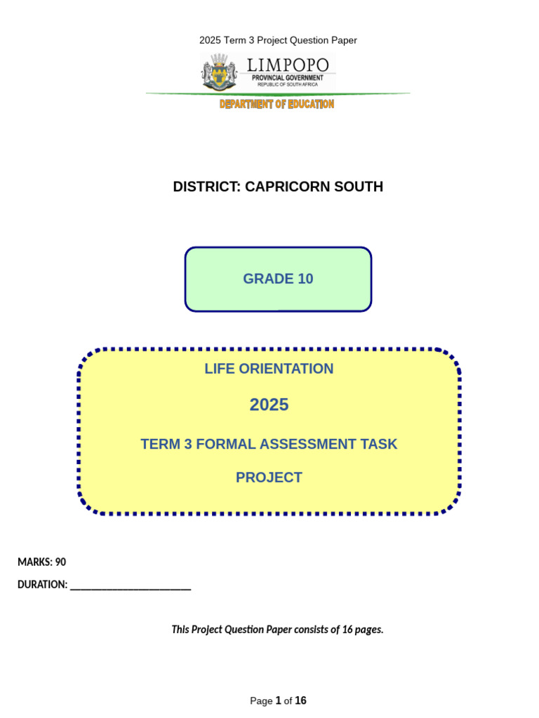 Grade 10 Life Orientation Project Paper | PDF | Teenage Pregnancy ...
