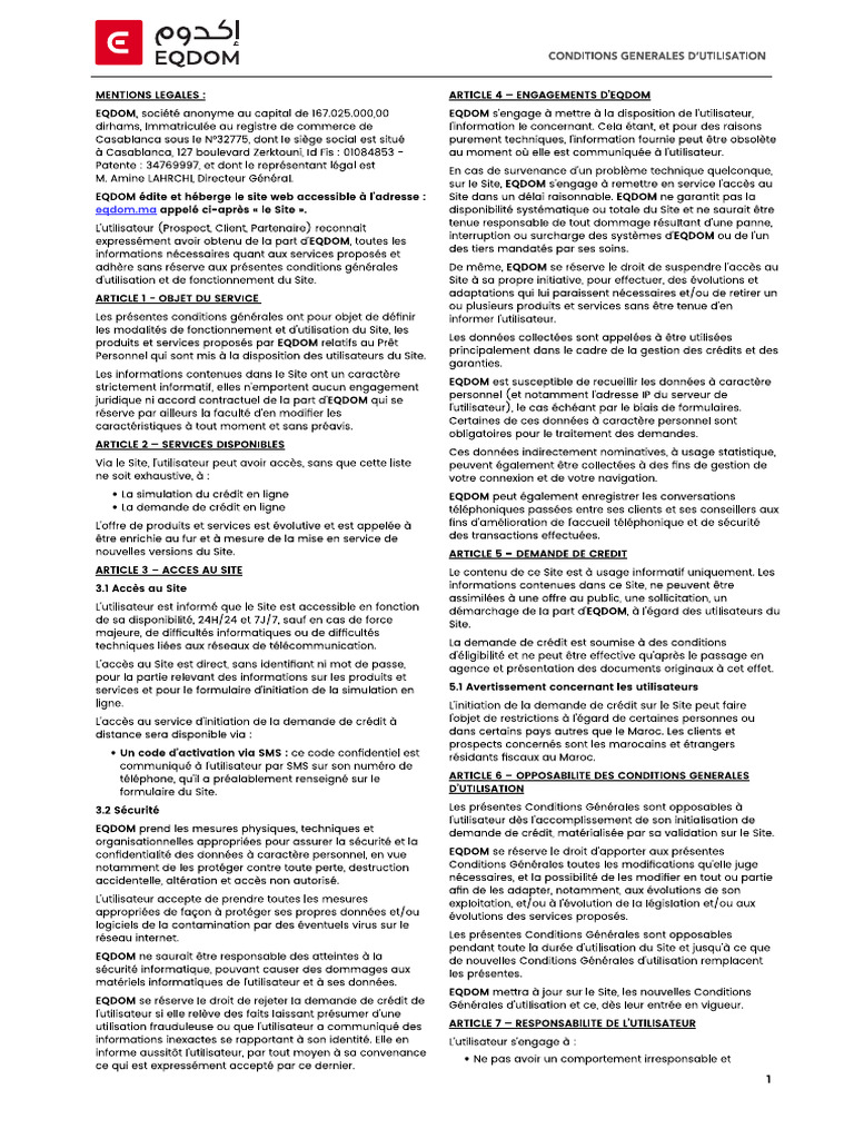 Conditions Generales D Utilisation | PDF