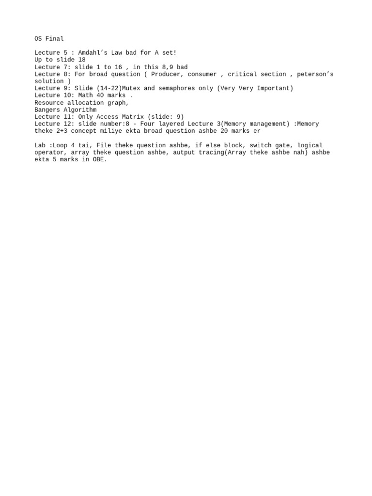 OS Final Exam Study Guide Overview | PDF