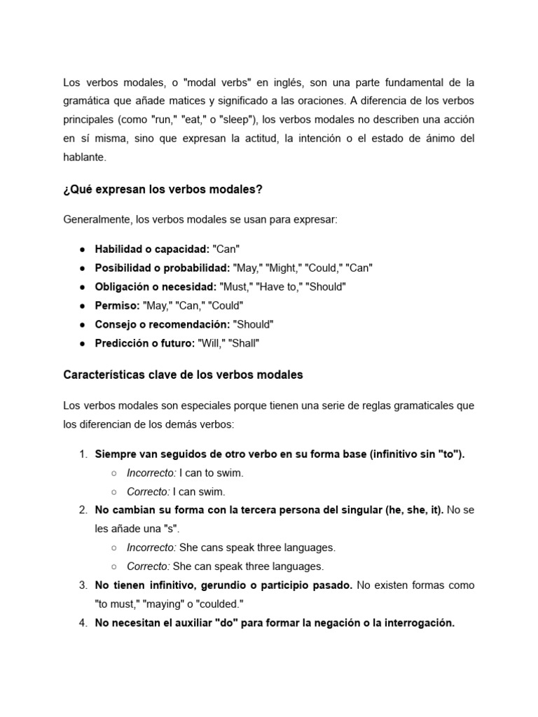 Guía de Verbos Modales en Inglés | PDF | Verbo | Morfología Lingüística