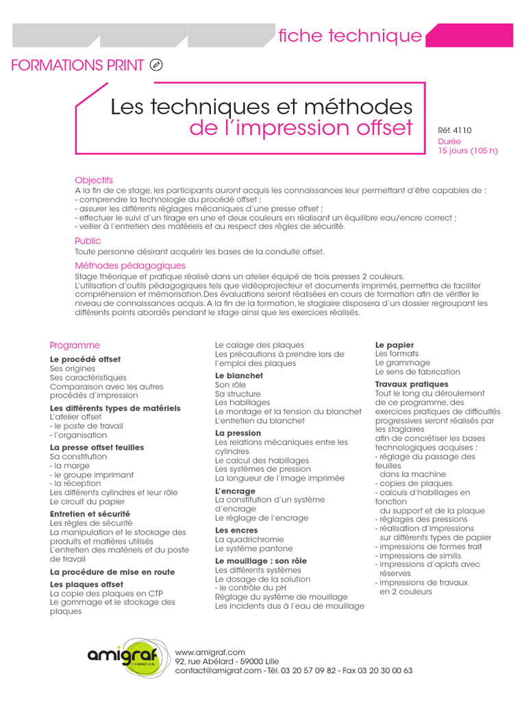 Formation Pratique en Impression Offset | PDF | Impression | Graphisme