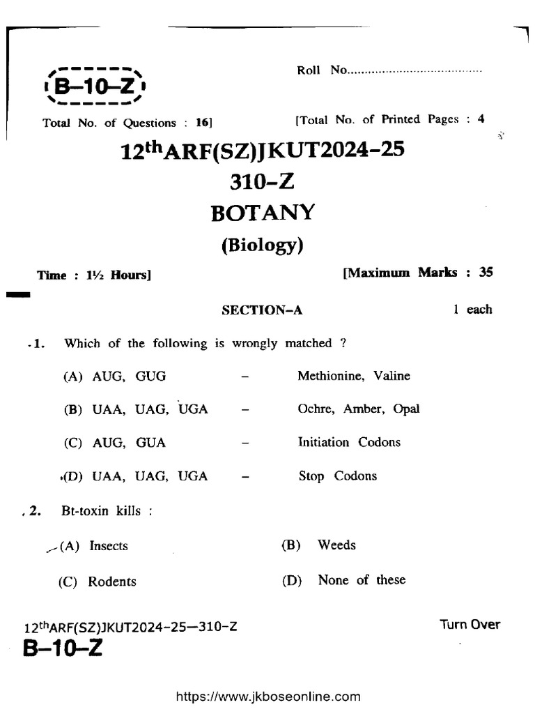 JK Bose Class 12 Biology Botany 310 Z 2025 | PDF