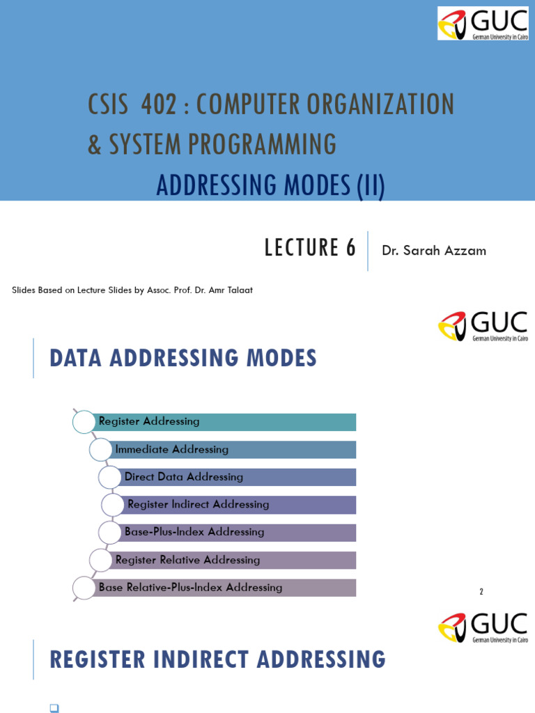 Lecture 6 (Addressing Modes) | PDF | Computer Hardware | Computer Engineering
