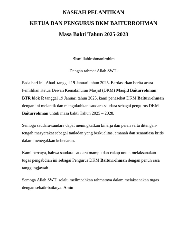 Naskah Pelantikan | PDF