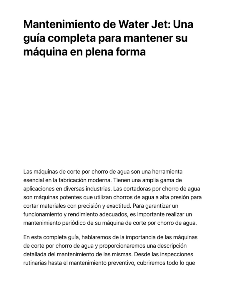 Mantenimiento Eficaz de Water Jet | PDF | Agua | Bomba