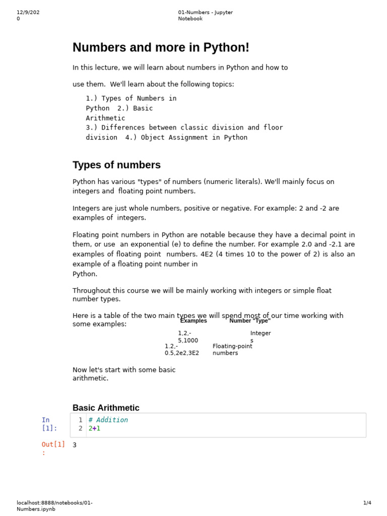 3.lec - 4 - Numbers (4) - Jupyter Notebook | PDF | Numbers | Integer