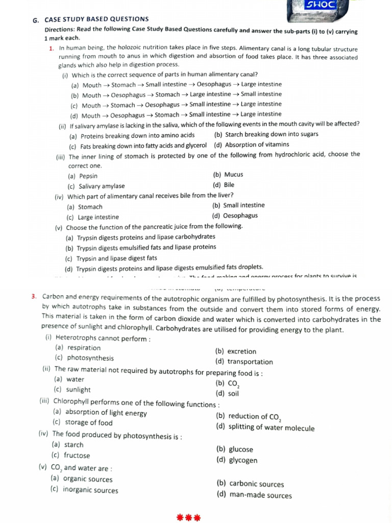 Biology Case Study Based Questions | PDF