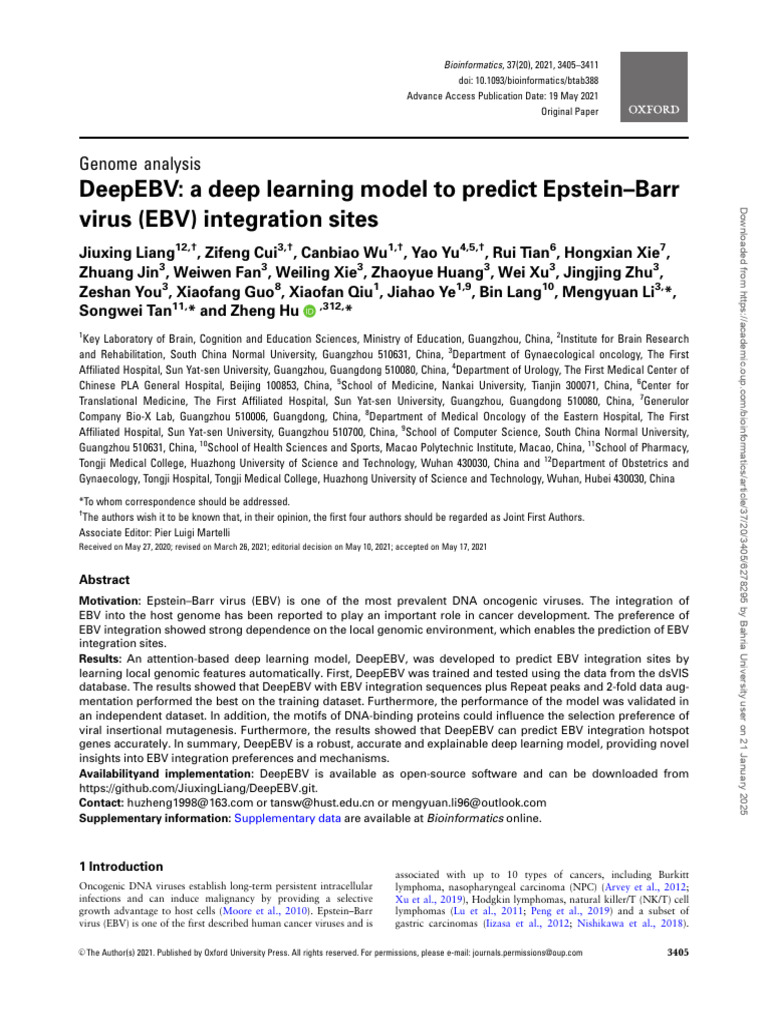 Epstein-Barr Virus (EBV) Integration Site | PDF