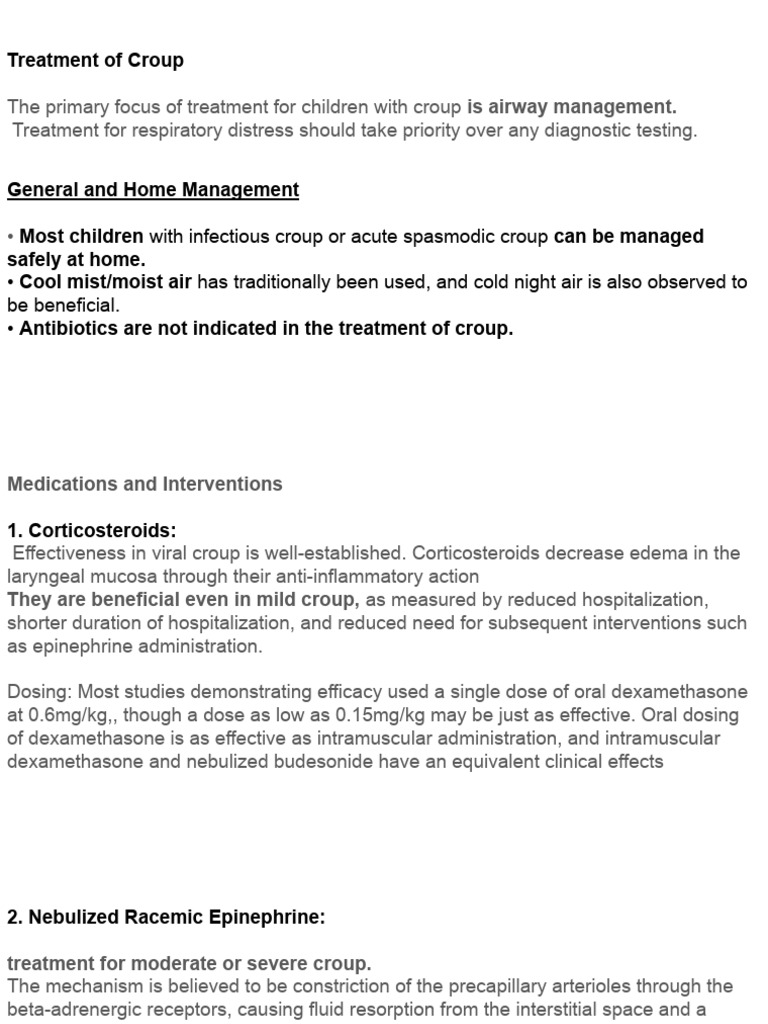 Treatment of Croup | PDF | Medical Specialties | Clinical Medicine