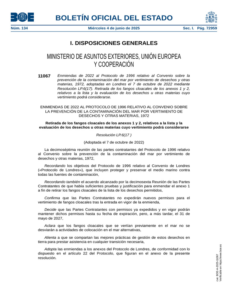 Boe A 2025 11067 | PDF | Contaminación
