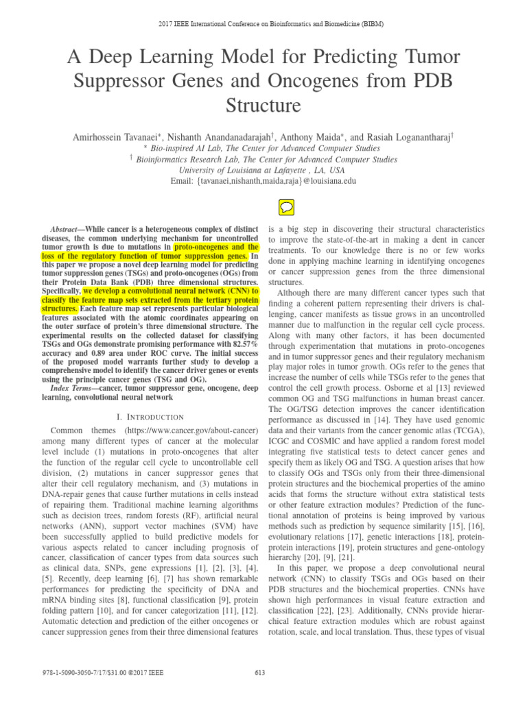 Deep Learning for Tumor Gene Prediction | PDF | Oncogene | Receiver ...