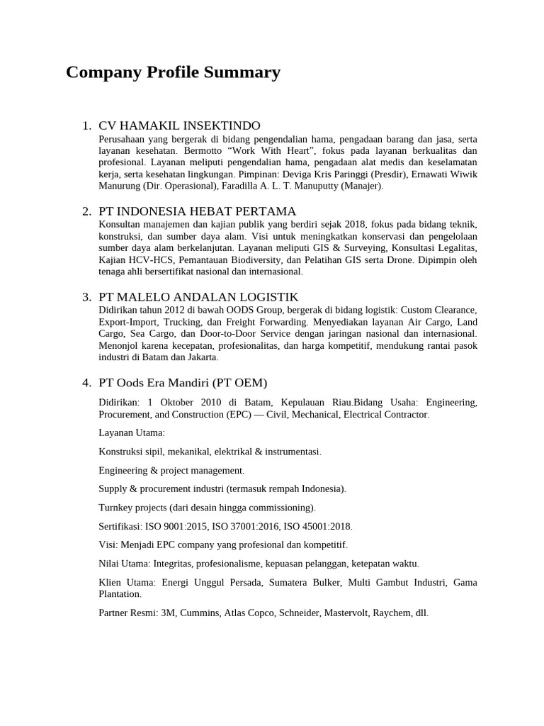 Profil Perusahaan Diversifikasi Bisnis Indonesia | PDF