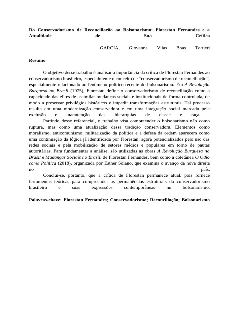 Florestan Fernandes e o Bolsonarismo | PDF