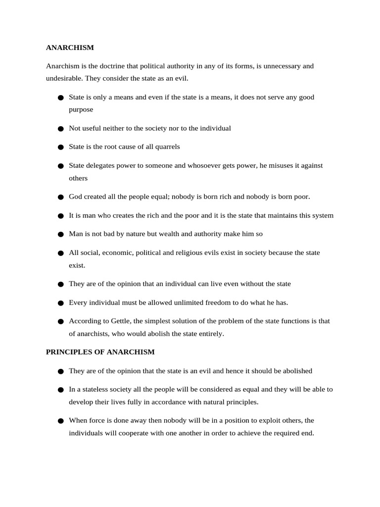 NOTES ON ANARCHISM 2025 Bas 303 | PDF | Fundamentalism | Socialism