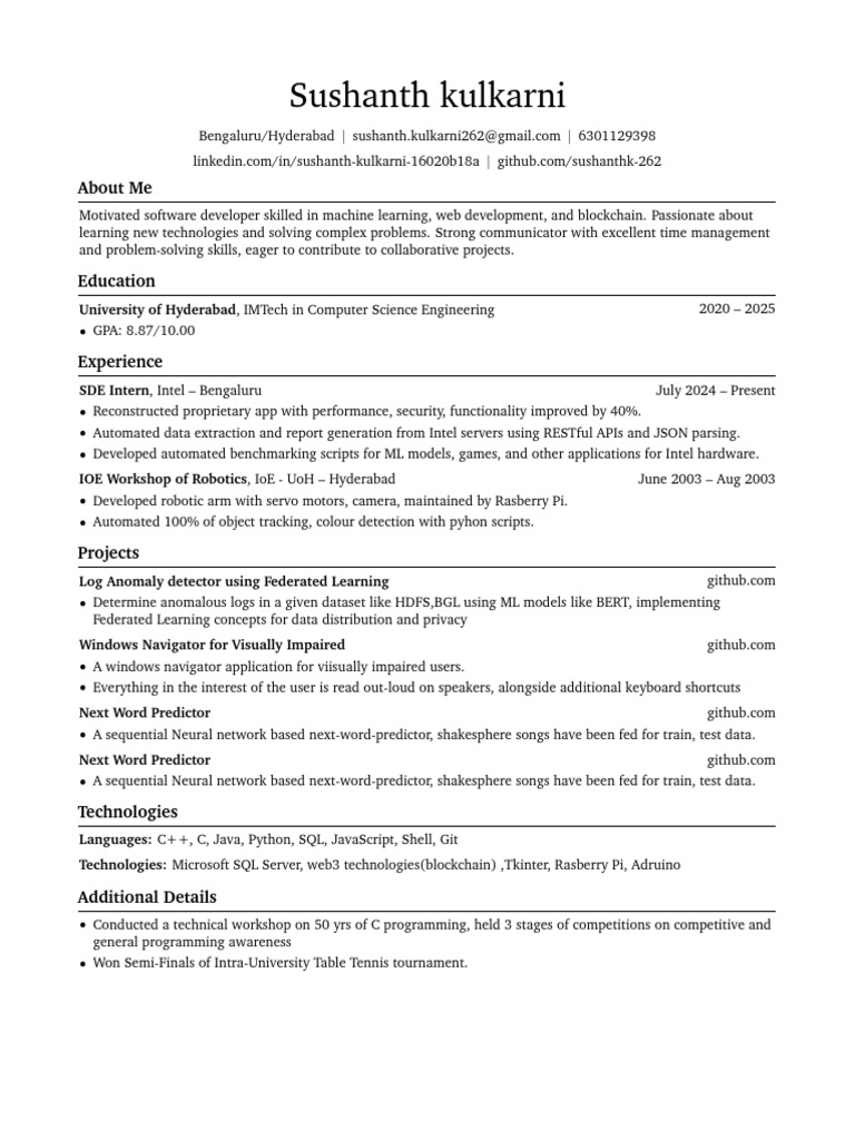 Sushanth Kulkarni Resume PDF | PDF | Microsoft Sql Server | Scripting Language